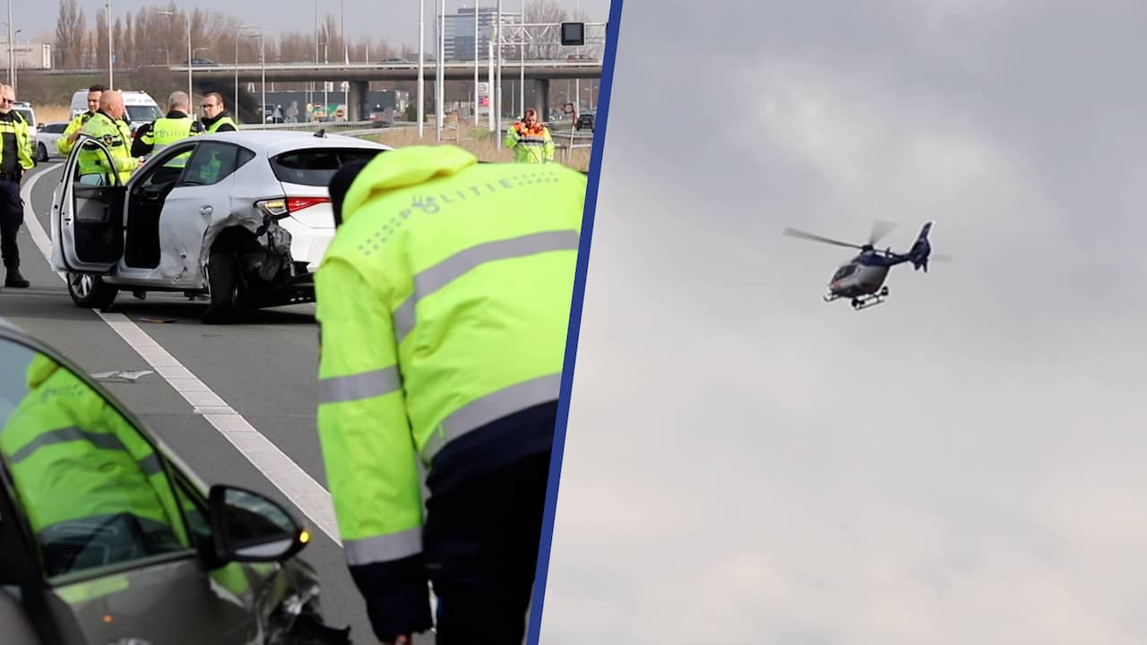 Politiehelikopter zoekt naar gevluchte automobilist na ongeluk op A4 | NU.nl