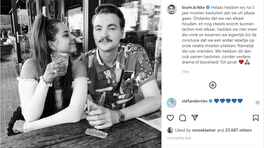 Radio-dj Bram Krikke is na relatie van drie jaar weer vrijgezel ...
