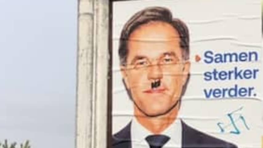 Verkiezingsposters met Rutte vernield en beklad met nazisymbolen ...