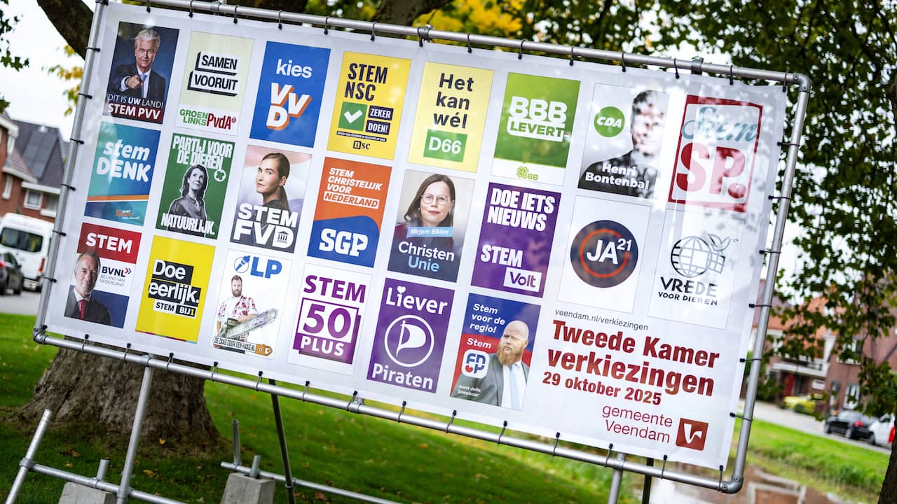 Teruglezen | Verkiezingsposters in Veendam beklad met hakenkruizen - NU.nl