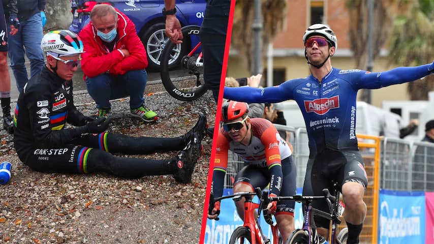 Evenepoel twee keer onderuit in spekgladde Giro-rit, Australiër Groves ...