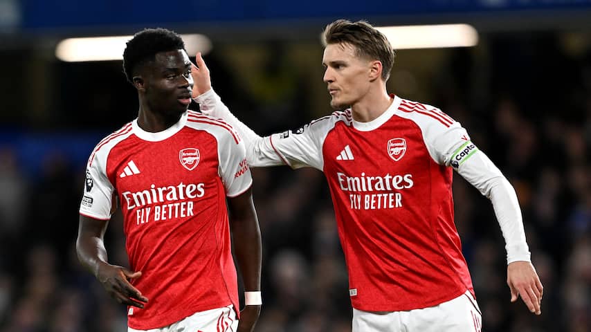 Arsenal morst punten in topper tegen Chelsea ondanks snelle rode kaart Caicedo | Voetbal | NU.nl