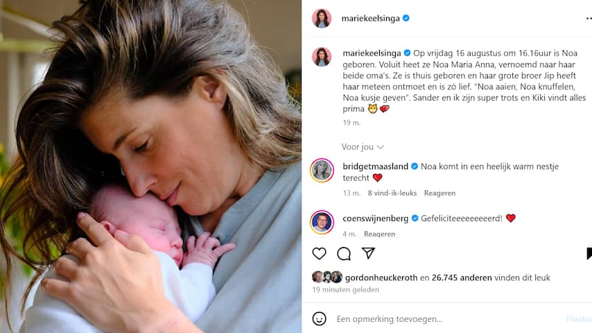 Marieke Elsinga bevallen van dochtertje Noa | Achterklap | NU.nl
