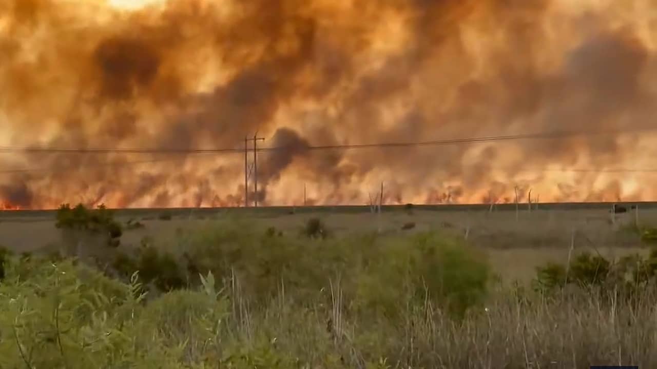 Muur van vuur en rook stijgt op bij natuurbrand in Florida | NU.nl
