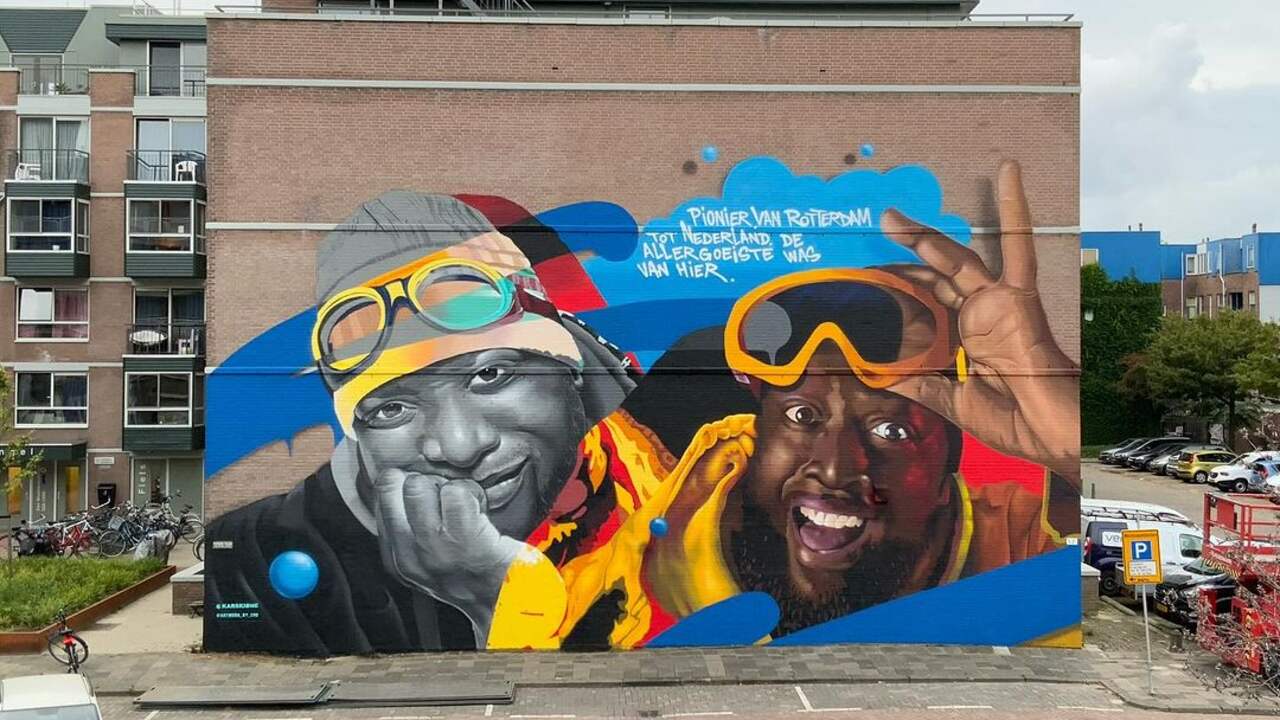 Muurschildering ter ere van overleden rapper Def Rhymz in Rotterdam ...