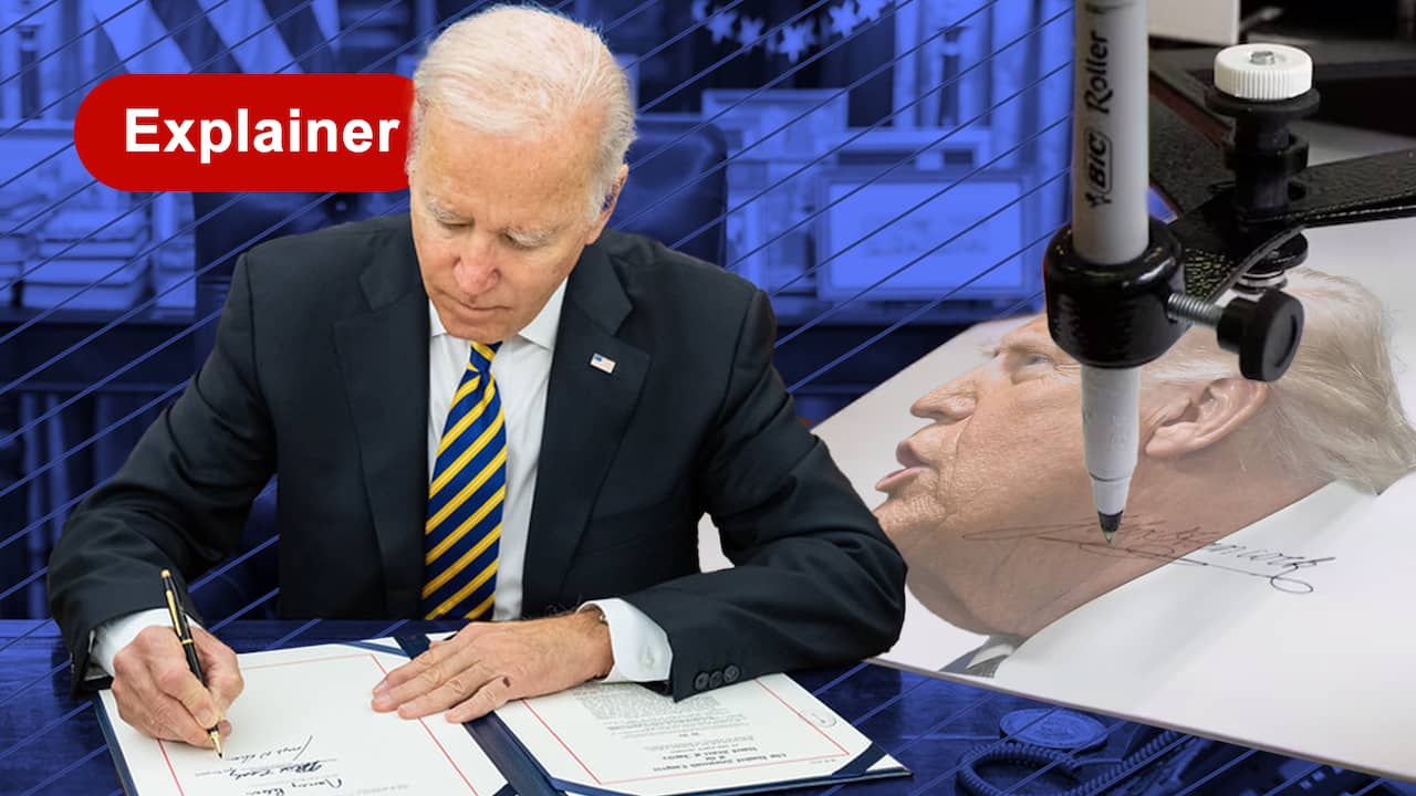 Trump bespot Biden door portret te vervangen door foto van automatische ...
