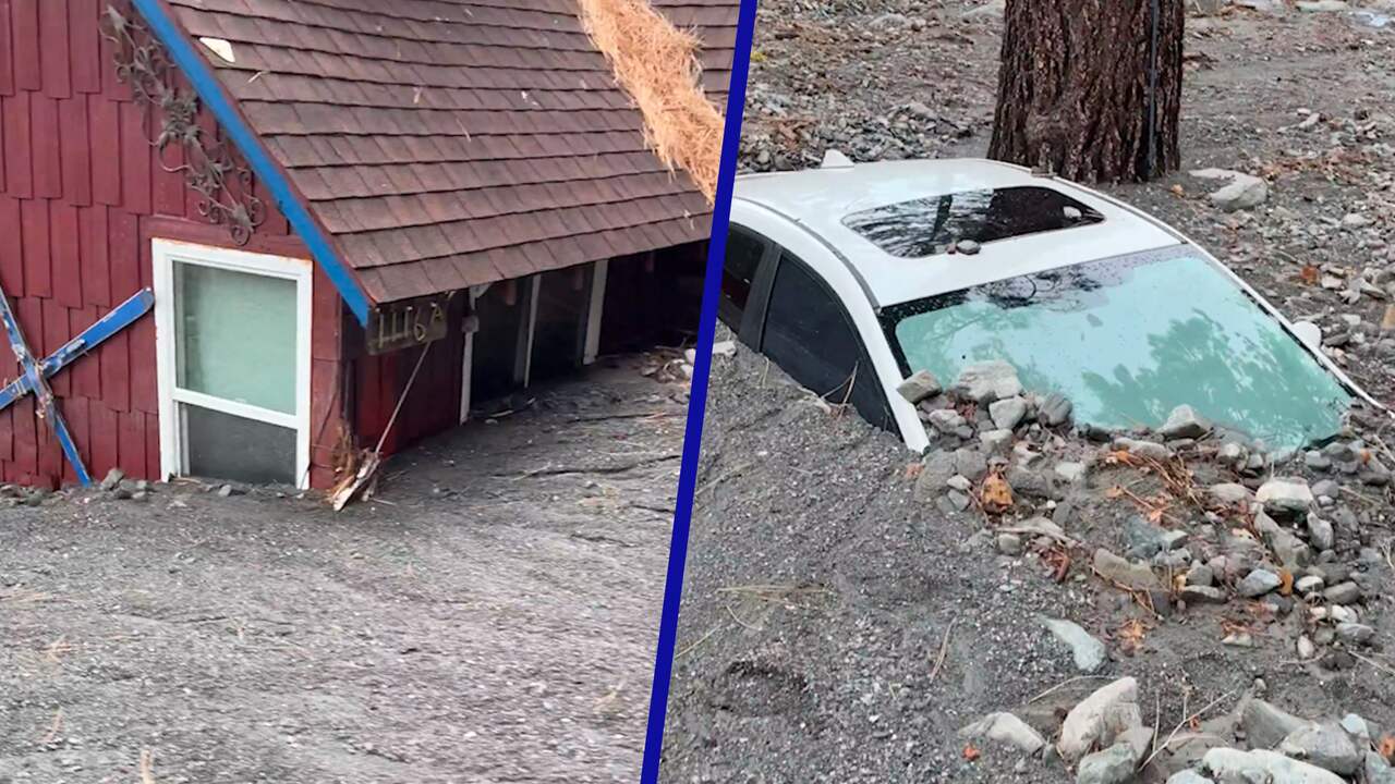 Californische huizen en auto's bedolven onder dikke laag puin | NU.nl