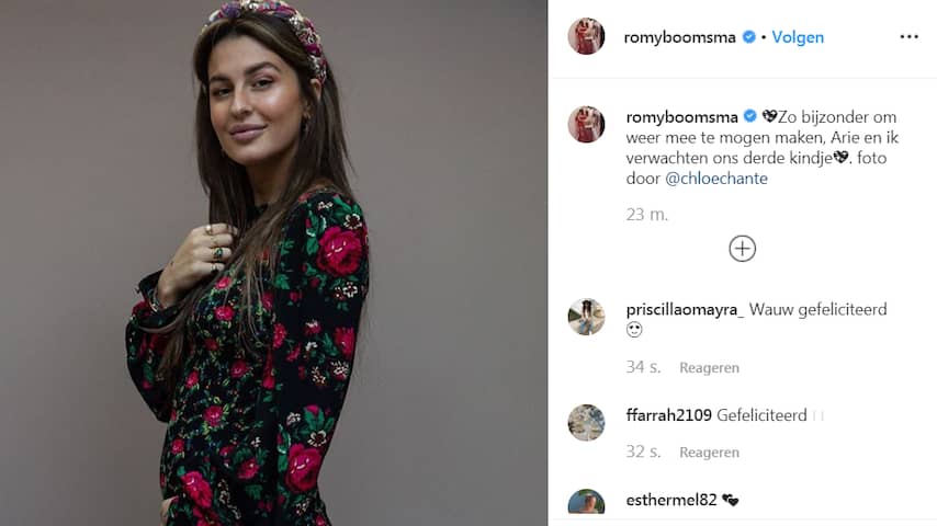 Arie Boomsma en vrouw Romy verwachten derde kindje | Achterklap | NU.nl