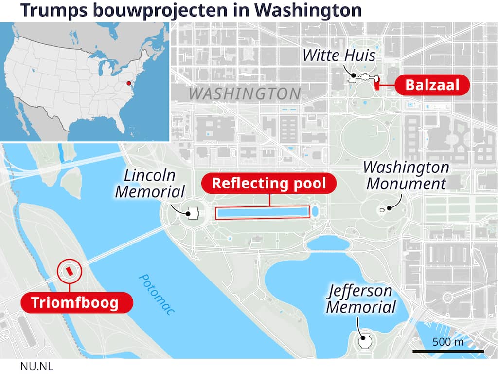 Trump drukt met drie grote bouwprojecten zijn stempel op Washington ...