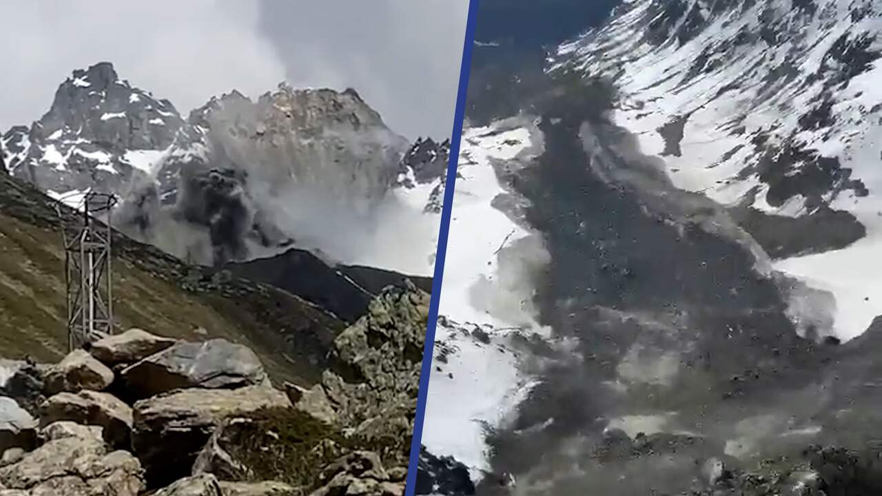Bergtop breekt af en veroorzaakt rotslawine in Oostenrijkse Alpen | NU.nl
