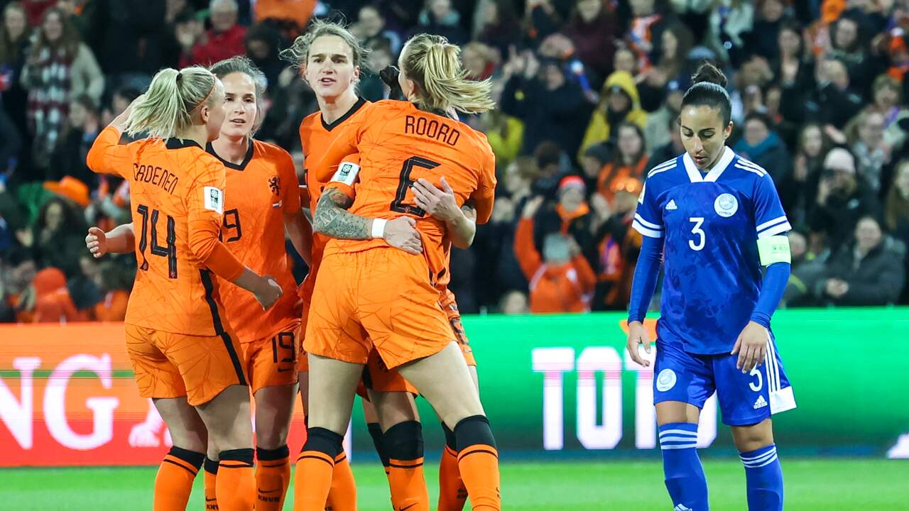 Oranjevrouwen maken twaalf treffers tegen Cyprus en evenaren recordzege ...