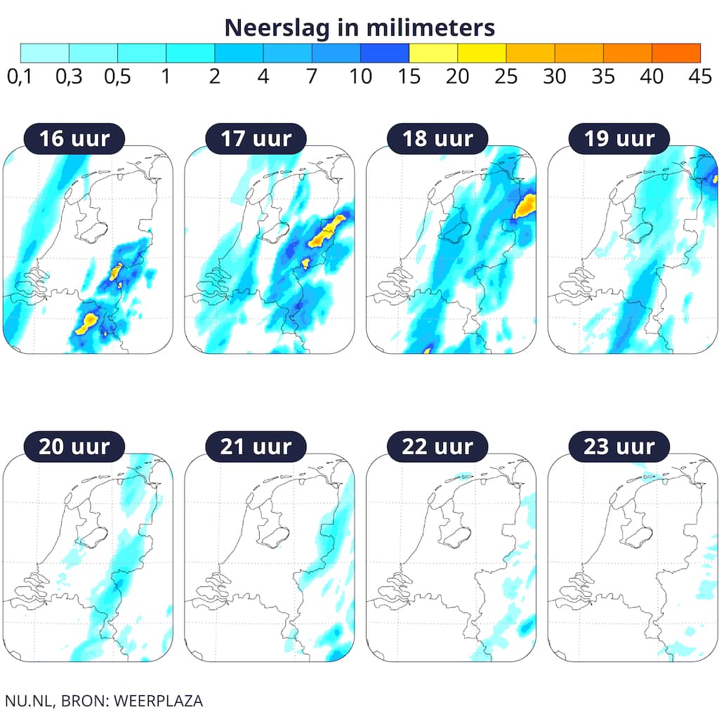 Hoe laat zijn (onweers)buien bij jou? Bekijk hier wanneer de zon verdwijnt | Algemeen | NU.nl