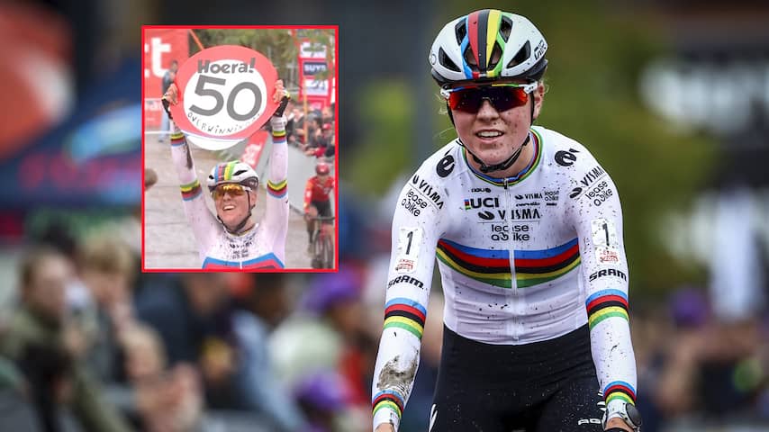 Van Empel viert 50e zege met ludiek bordje: 'Gisteren gekocht bij carnavalswinkel' | Sport ...