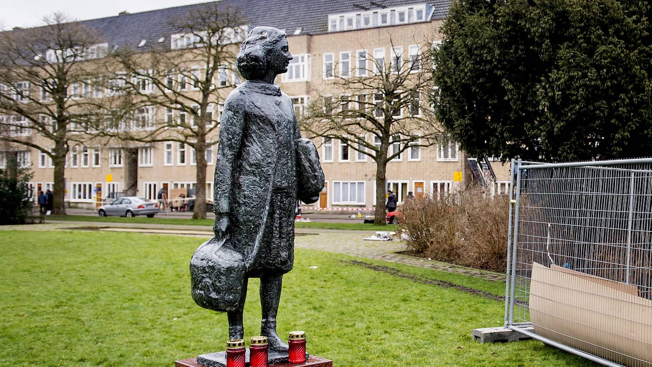 Beeld Anne Frank in Amsterdam weer beklad als protest tegen inval in ...