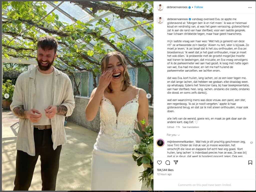 Tim Hofman roemt overleden Eva Hermans-Kroot uit Over Mijn Lijk: 'Een parel' | Media | NU.nl
