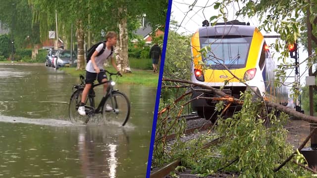 Noodweer in Nederland: boom op spoor, blikseminslagen en hagel | NU.nl