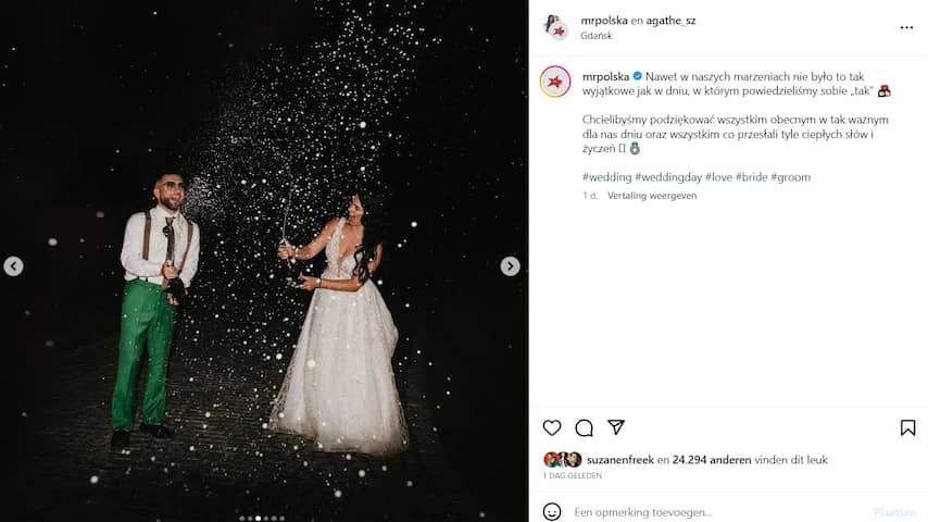 Rapper Mr. Polska en vriendin Agathe getrouwd in Polen | Achterklap | NU.nl