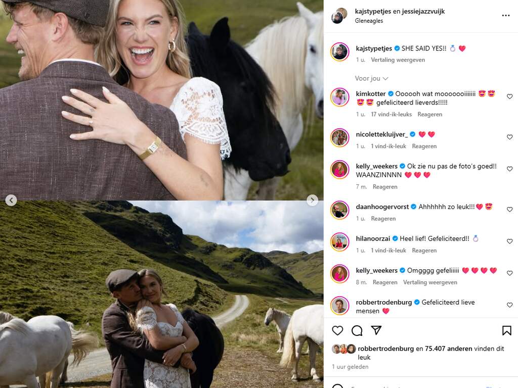 Kaj Gorgels vraagt Jessie Jazz Vuijk ten huwelijk: 'She said yes ...