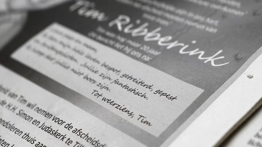 Ouders Tim Ribberink naar politie om zelfmoord | Algemeen | NU.nl