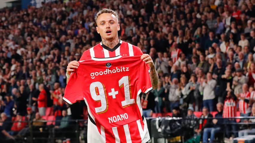 Noa Lang viert PSV-goal weer op bijzondere wijze: 'Praat maar, ik scoor wel' | Voetbal | NU.nl