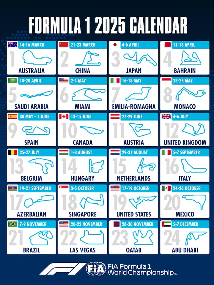 Start F1-seizoen 2025 definitief in Australië, GP Nederland eind ...