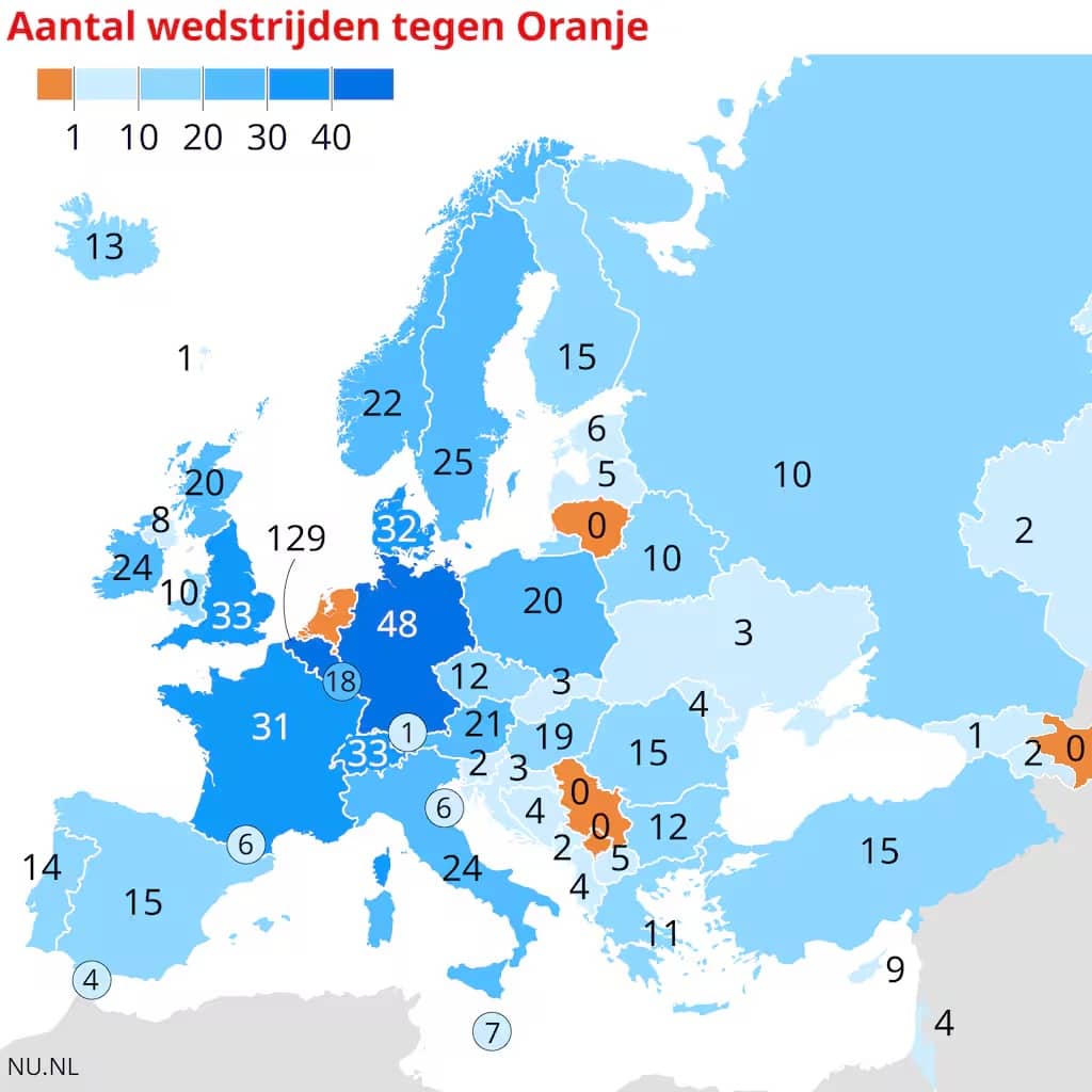 Oranje treft Litouwen en mist nog maar 3 landen op Europese bingokaart ...