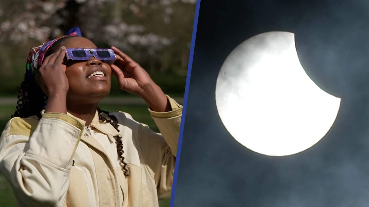 Maan neemt 'hapje' uit zon, verduistering over hoogtepunt heen | Weerbericht | NU.nl