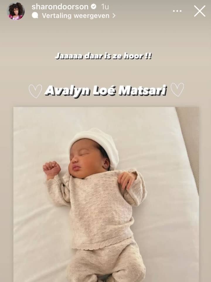 Zangeres Sharon Doorson bevallen van dochter Avalyn Loé Matsari ...