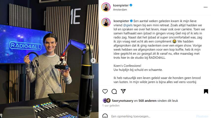 Koen Pieter van Dijk krijgt wekelijks programma op radiozender van Giel ...
