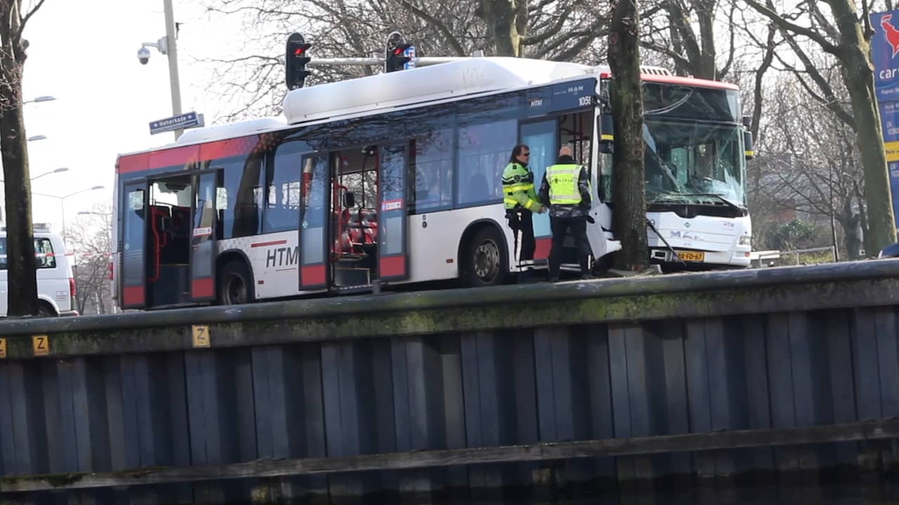 Bus tegen boom geknald in Den Haag | NU.nl