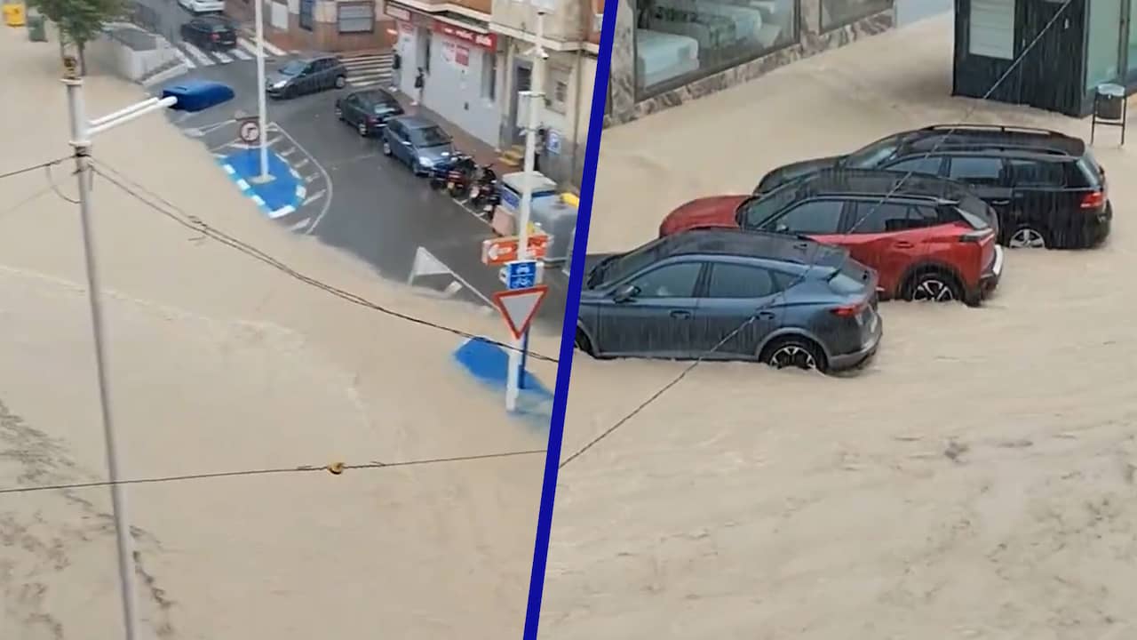 Straten in Oost-Spanje staan blank door hevige regenval | NU.nl