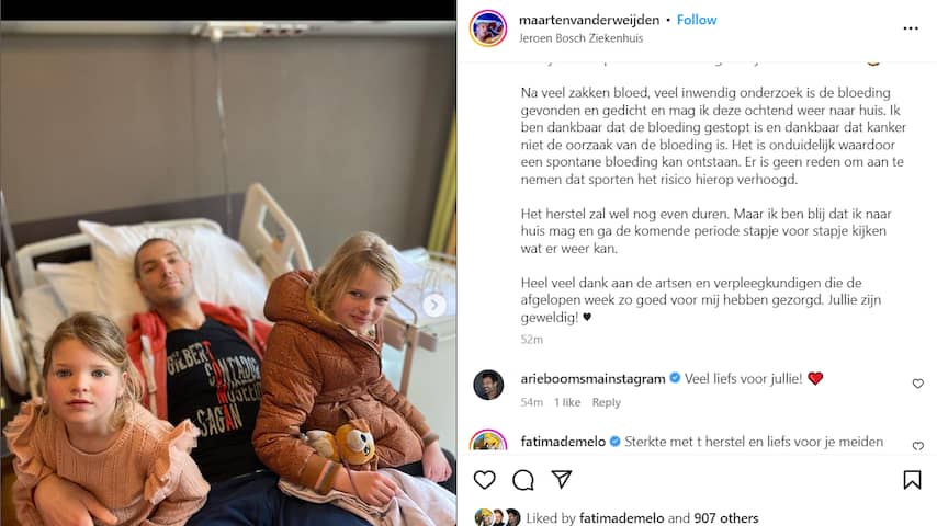 Maarten van der Weijden lag ruim een week in ziekenhuis vanwege ...