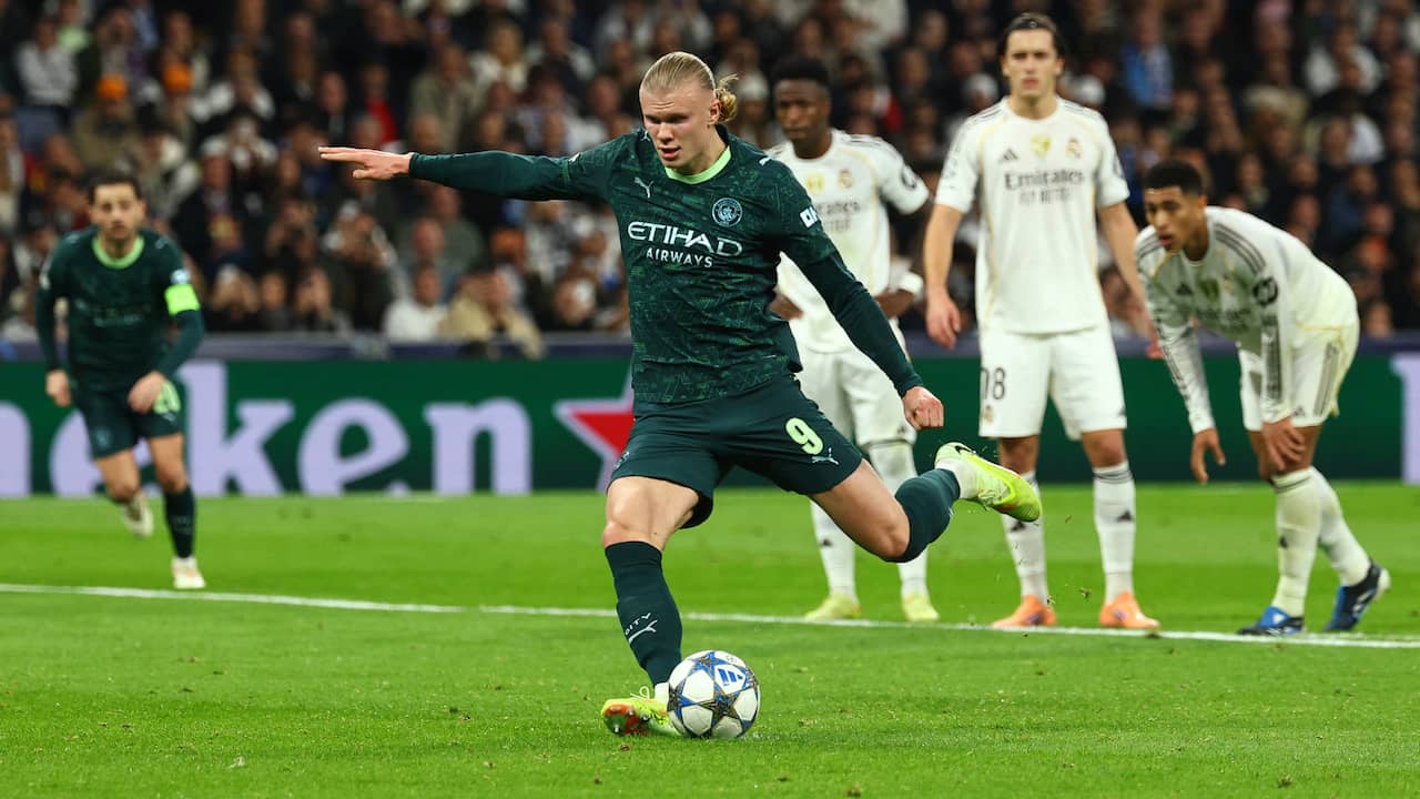 Haaland benut penalty voor City tegen Real na overtreding van Rüdiger ...